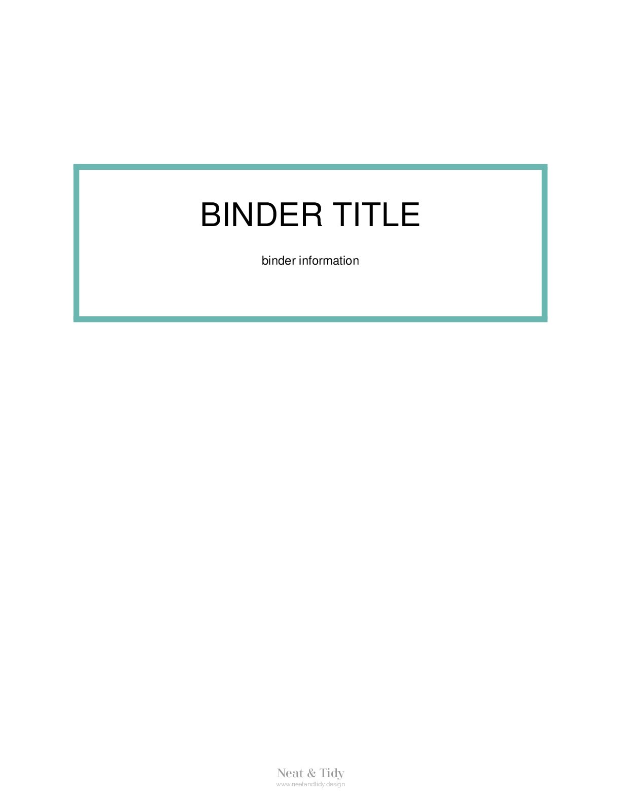 Binder Cover / Divider Pages - Neat and Tidy Design