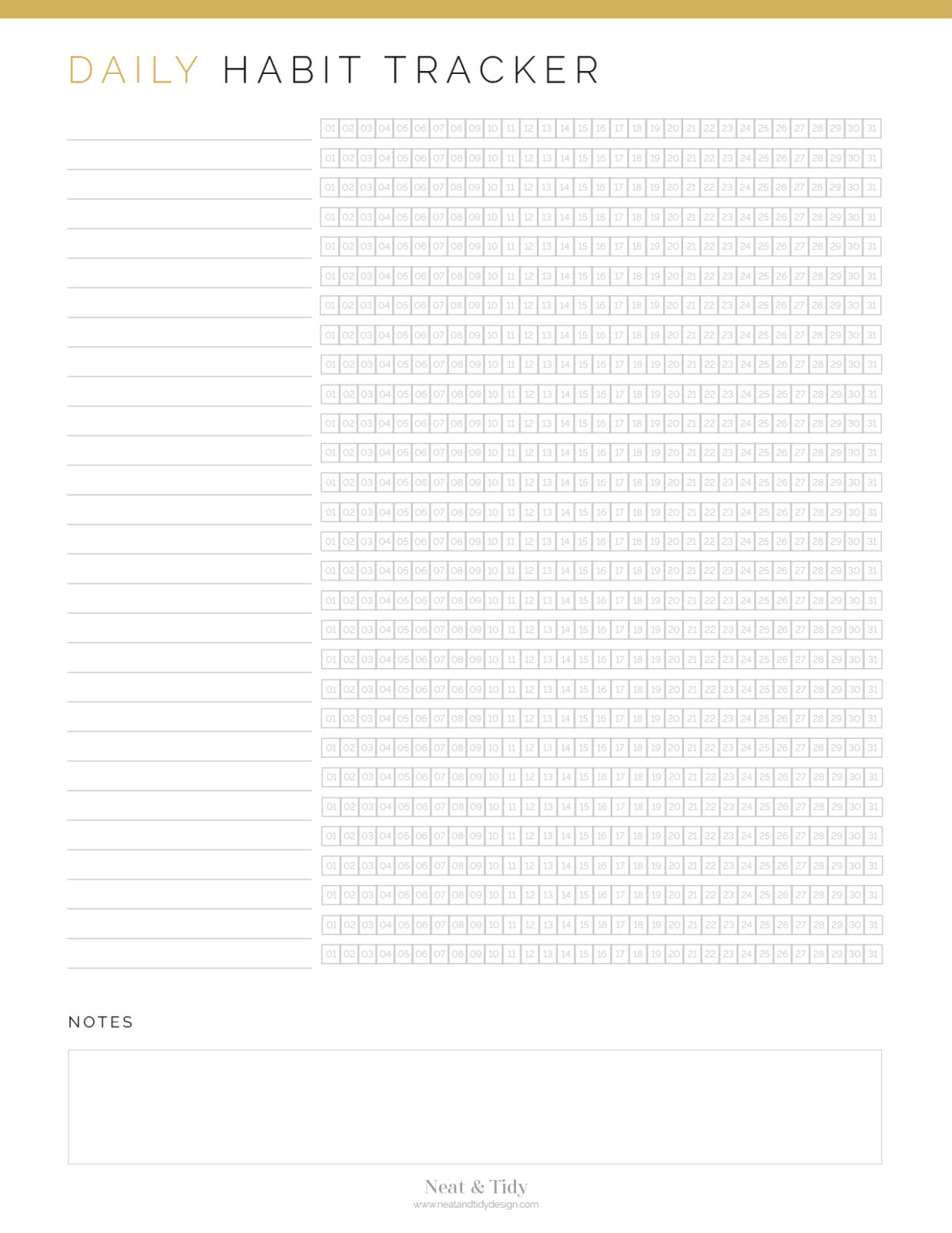 Daily Habit Tracker - Neat and Tidy Design