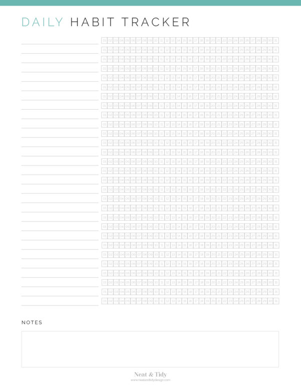 Daily Habit Tracker - Neat and Tidy Design