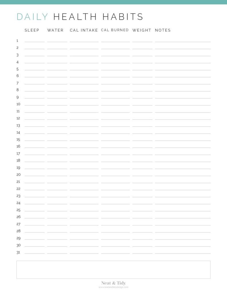 Daily Health Habits - Neat and Tidy Design