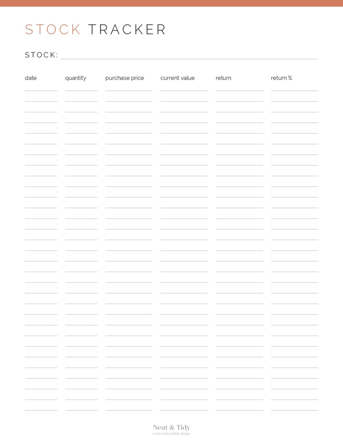 Stock tracker - Neat and Tidy Design