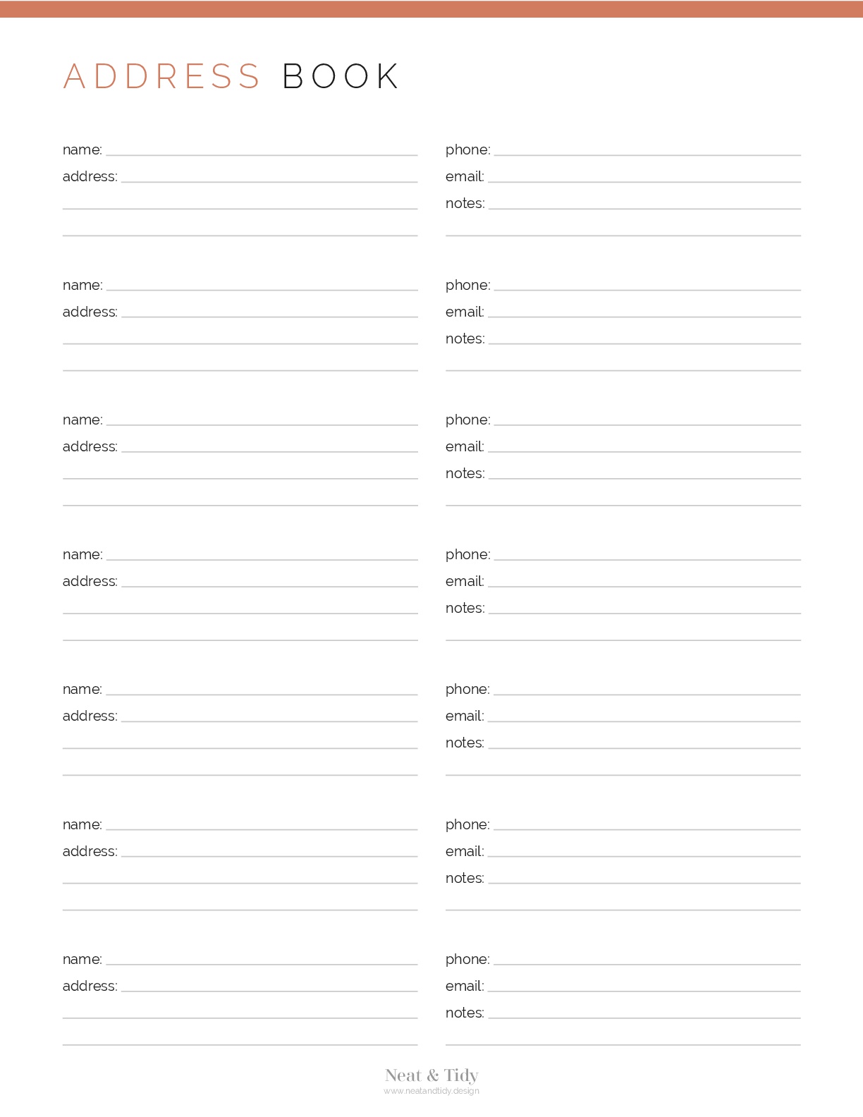 Address & Phone Directory - Neat and Tidy Design