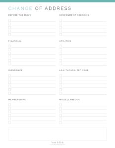 Change of Address Checklist - Neat and Tidy Design