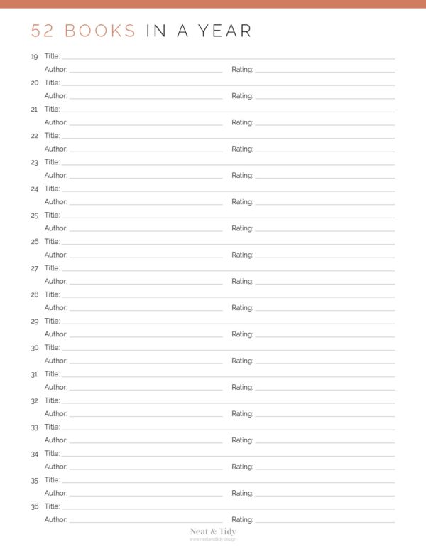 Reading Challenge: 52 Books in a Year - Neat and Tidy Design