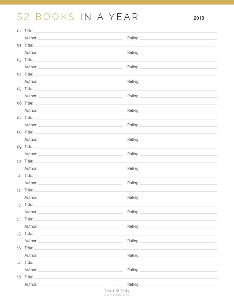 Reading Challenge: 52 Books in a Year - Neat and Tidy Design