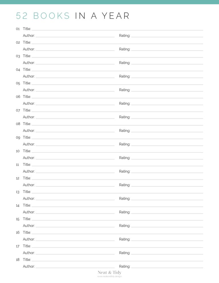Reading Challenge: 52 Books in a Year - Neat and Tidy Design