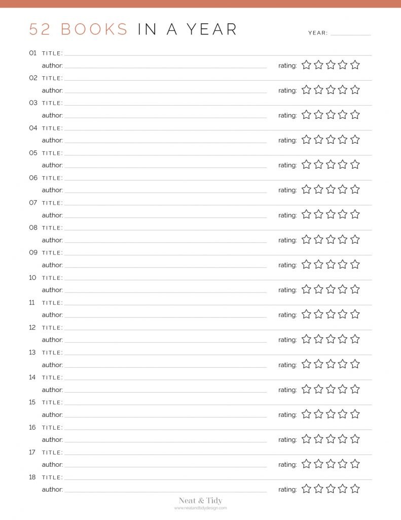 Reading Challenge: 52 Books in a Year - Neat and Tidy Design