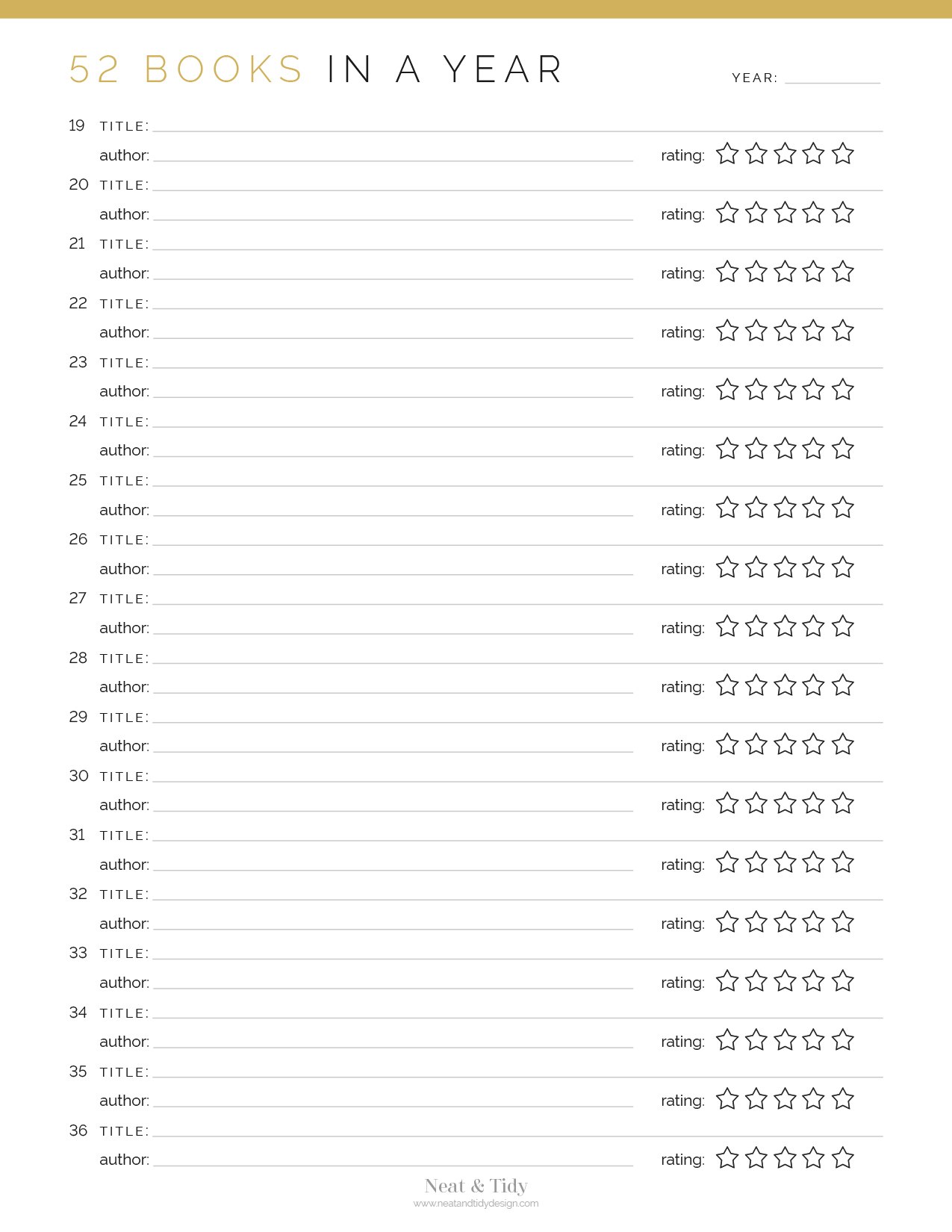 Reading Challenge: 52 Books in a Year - Neat and Tidy Design