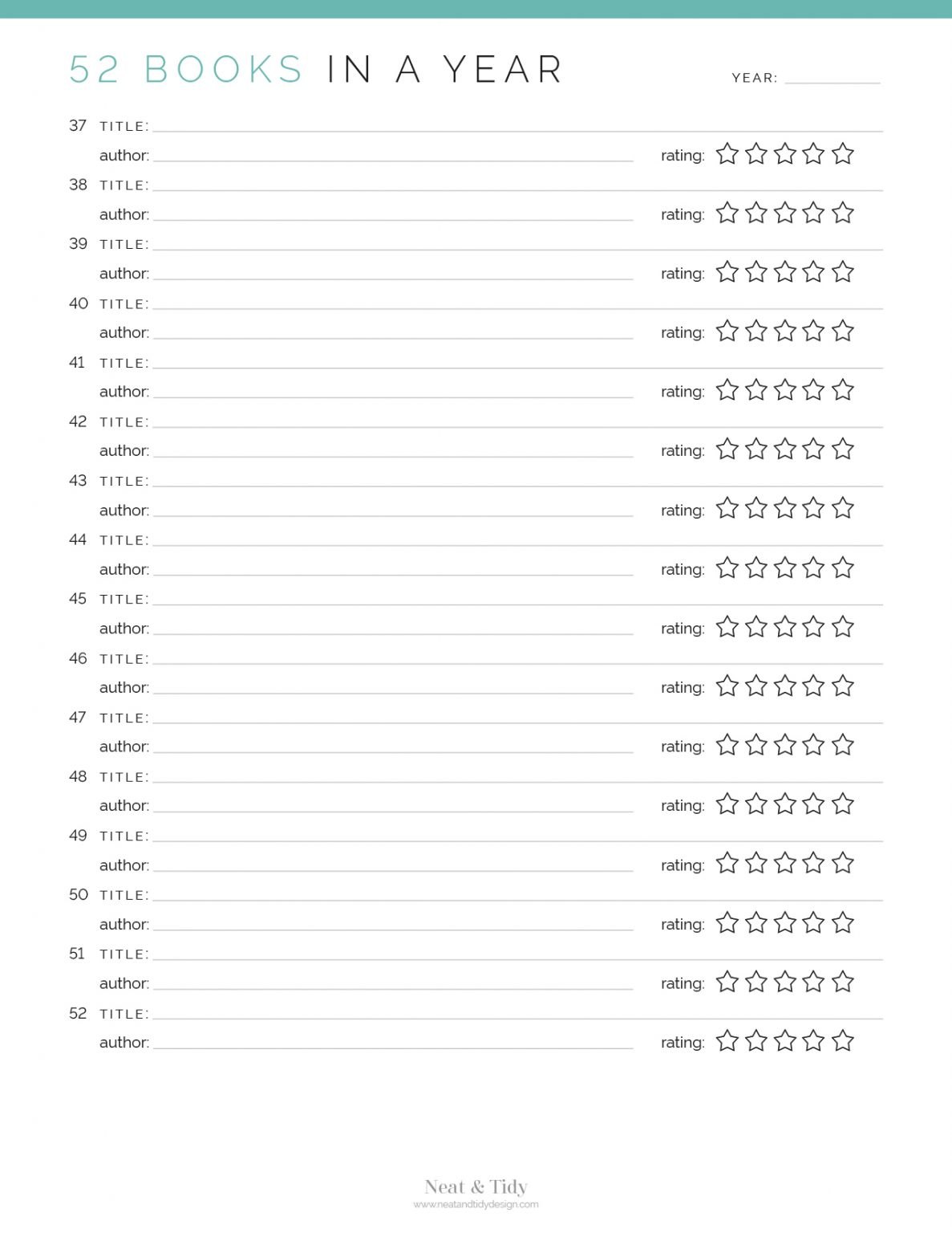 Reading Challenge: 52 Books in a Year - Neat and Tidy Design