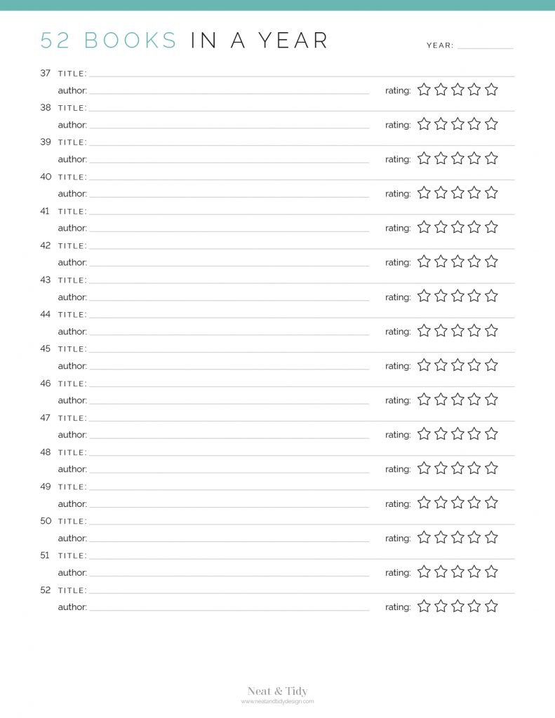 Reading Challenge: 52 Books in a Year - Neat and Tidy Design
