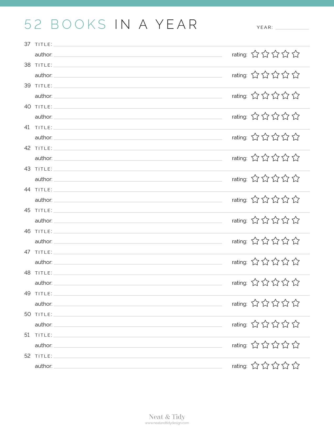 Reading Challenge: 52 Books in a Year - Neat and Tidy Design