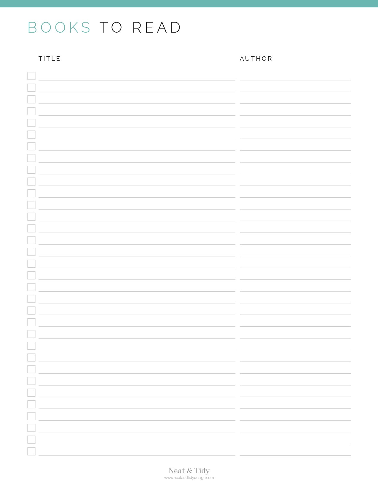 Reading Journal Kit - Neat and Tidy Design