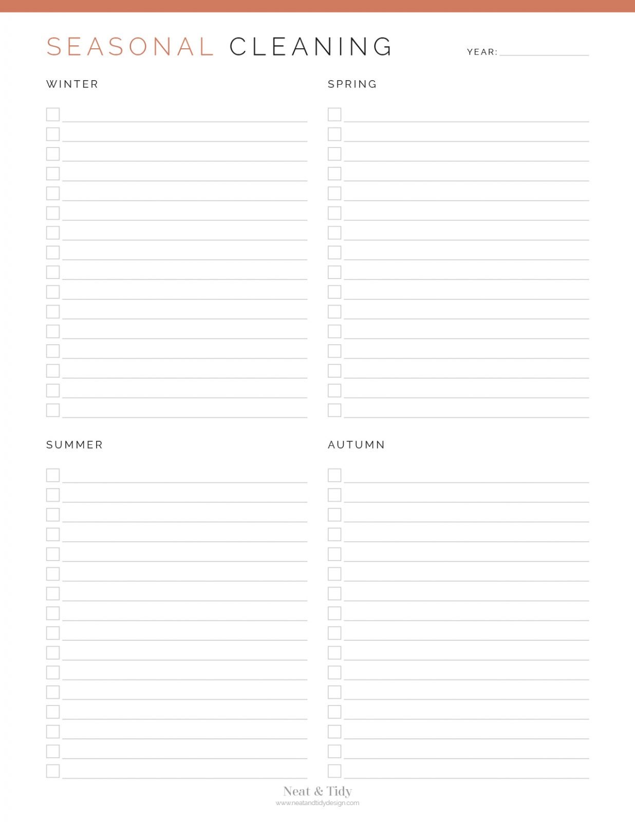 Seasonal Cleaning Checklist - Neat and Tidy Design