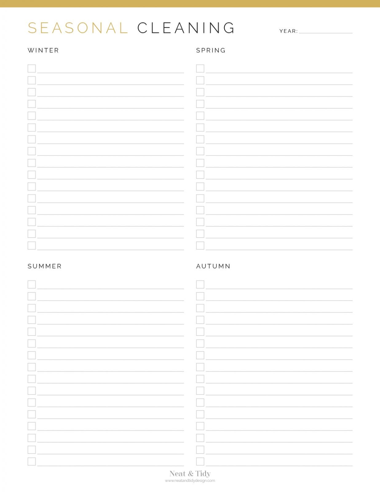 Seasonal Cleaning Checklist - Neat and Tidy Design