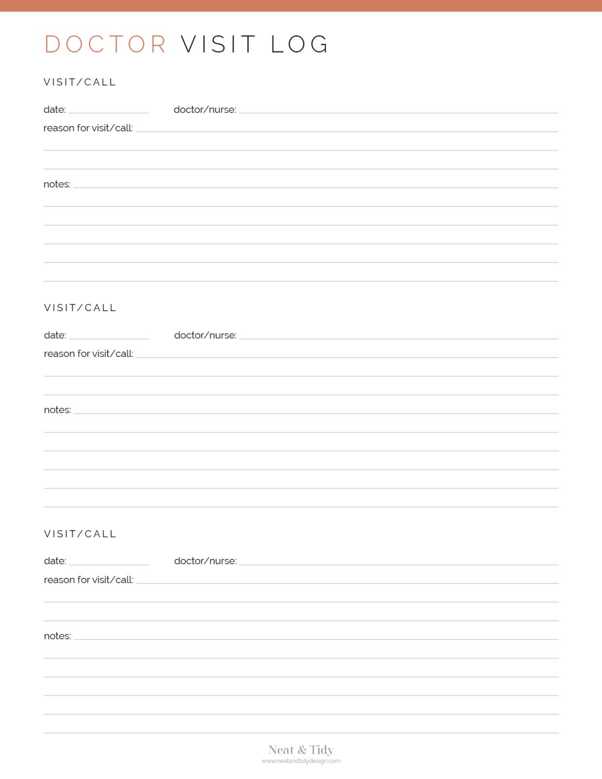 Doctor Visit Log - Neat and Tidy Design