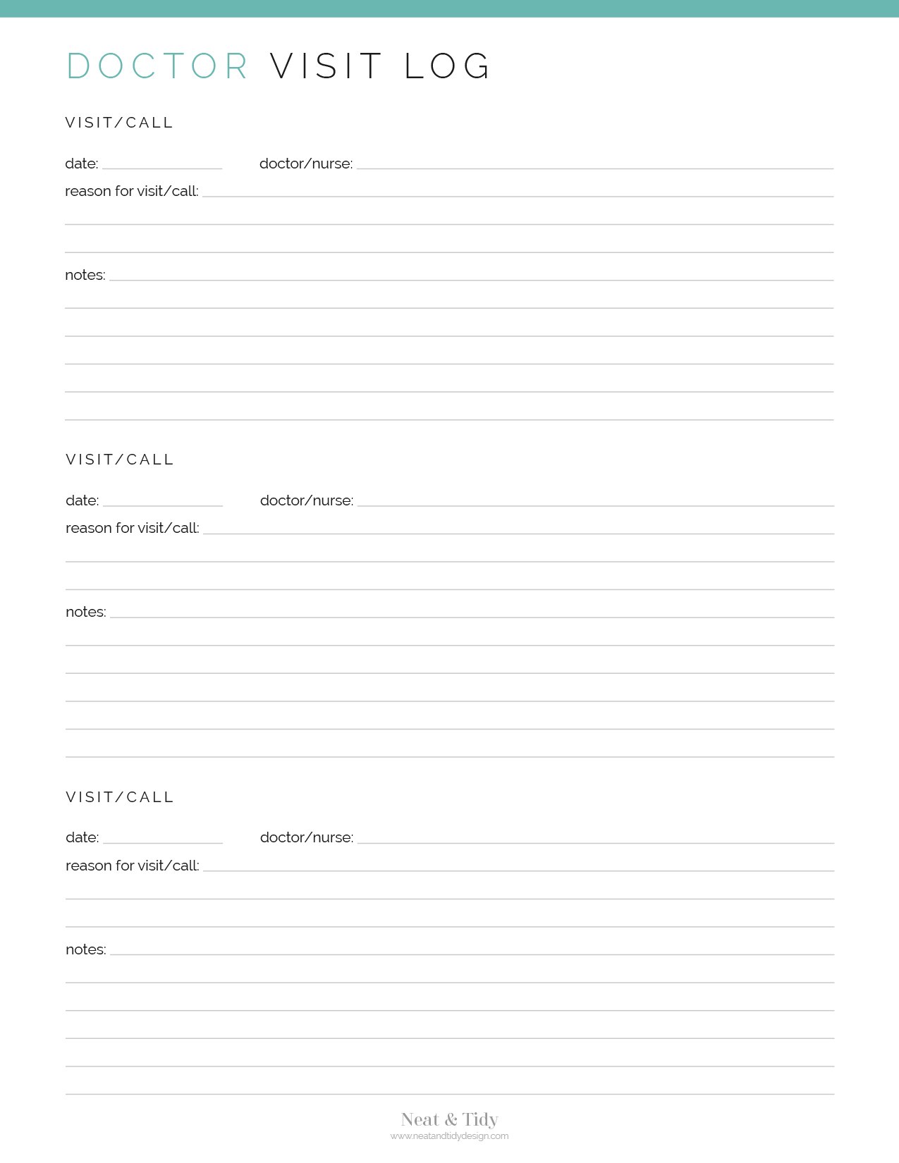 Doctor Visit Log - Neat and Tidy Design