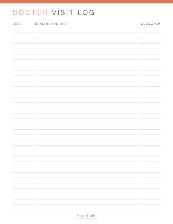 Doctor Visit Log - Neat and Tidy Design