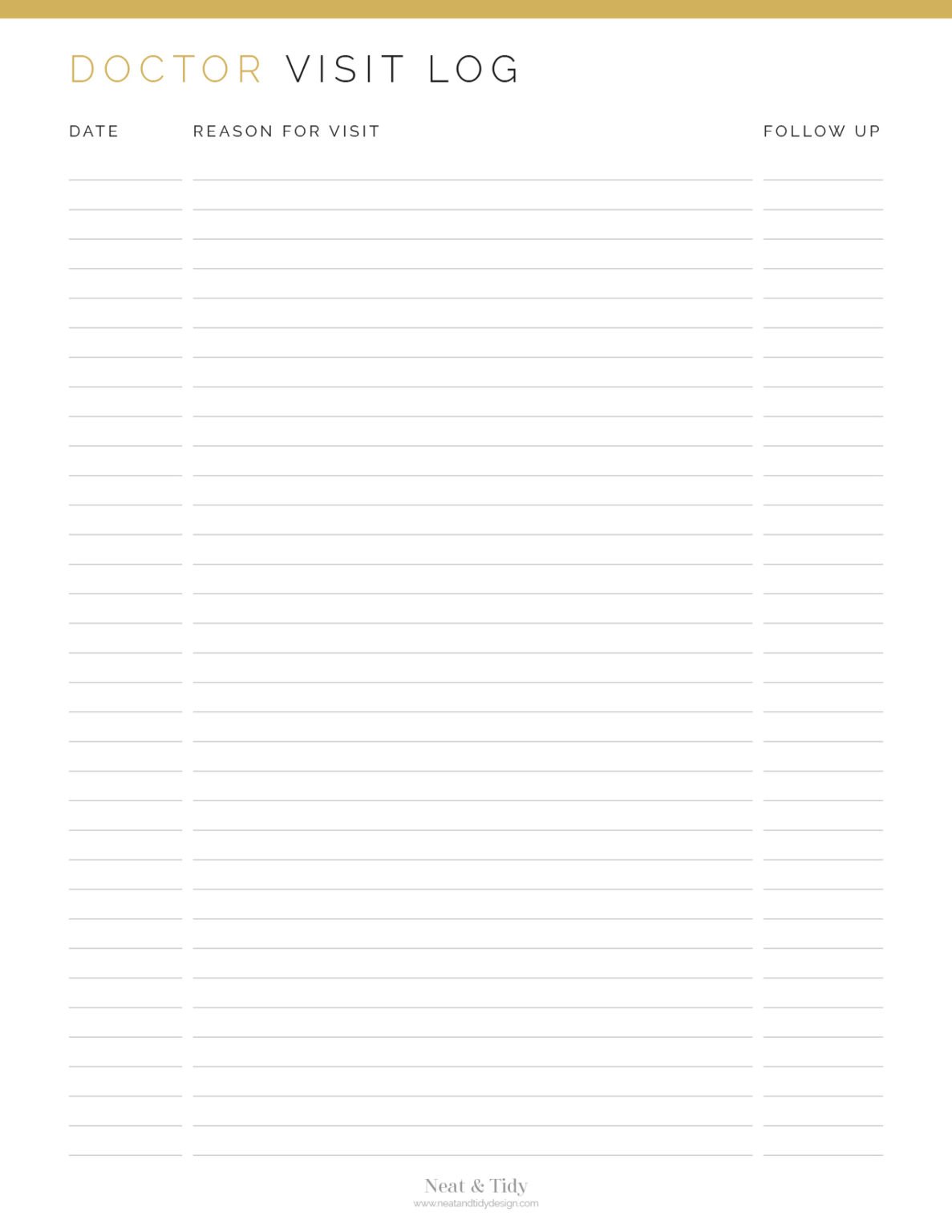 Doctor Visit Log - Neat and Tidy Design