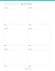 Favourite Quotes Log - Neat and Tidy Design