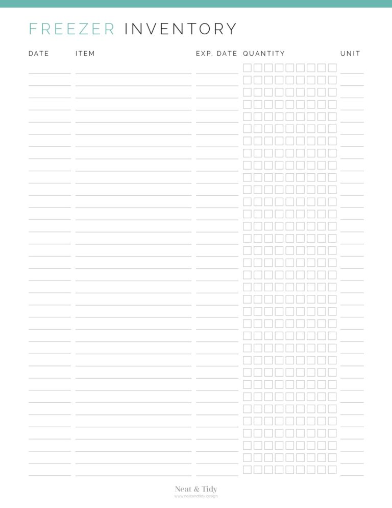 Freezer Inventory - Neat and Tidy Design