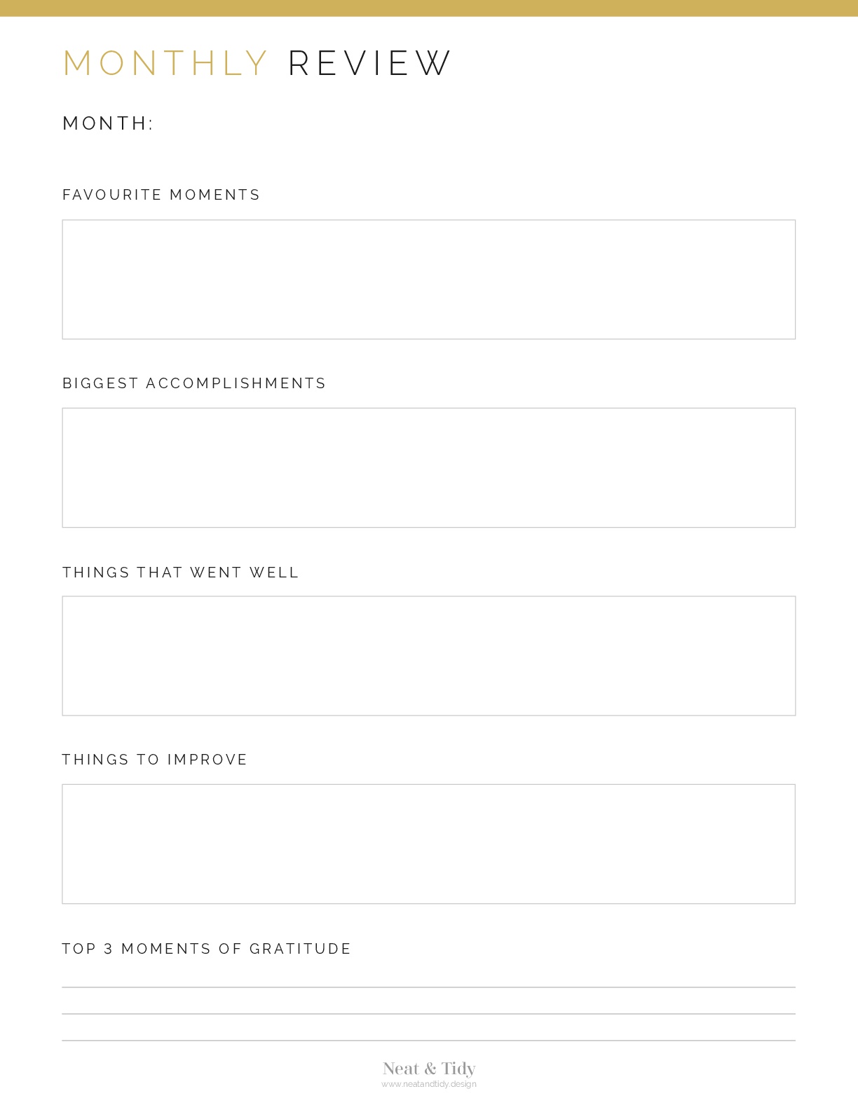 Monthly Review - Neat and Tidy Design