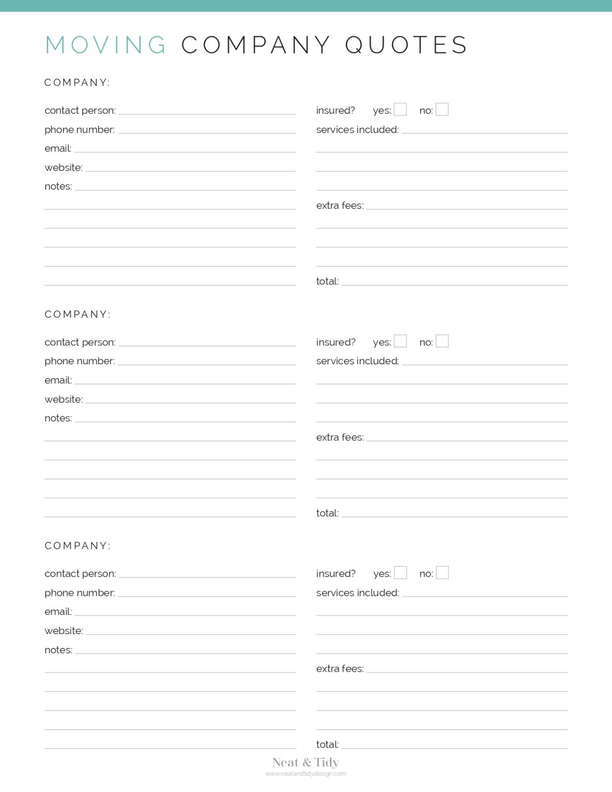 Moving Planner Kit - Neat and Tidy Design