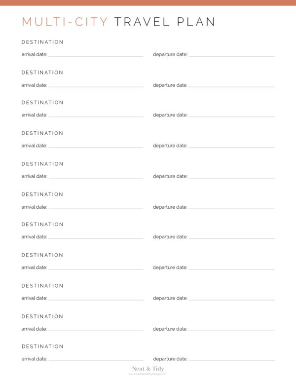 Multi-city Travel Plan - Neat and Tidy Design