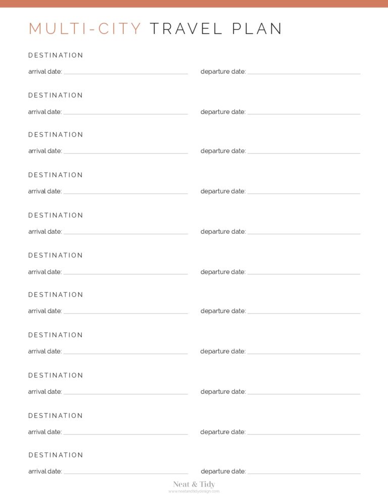 Multi-city Travel Plan - Neat and Tidy Design