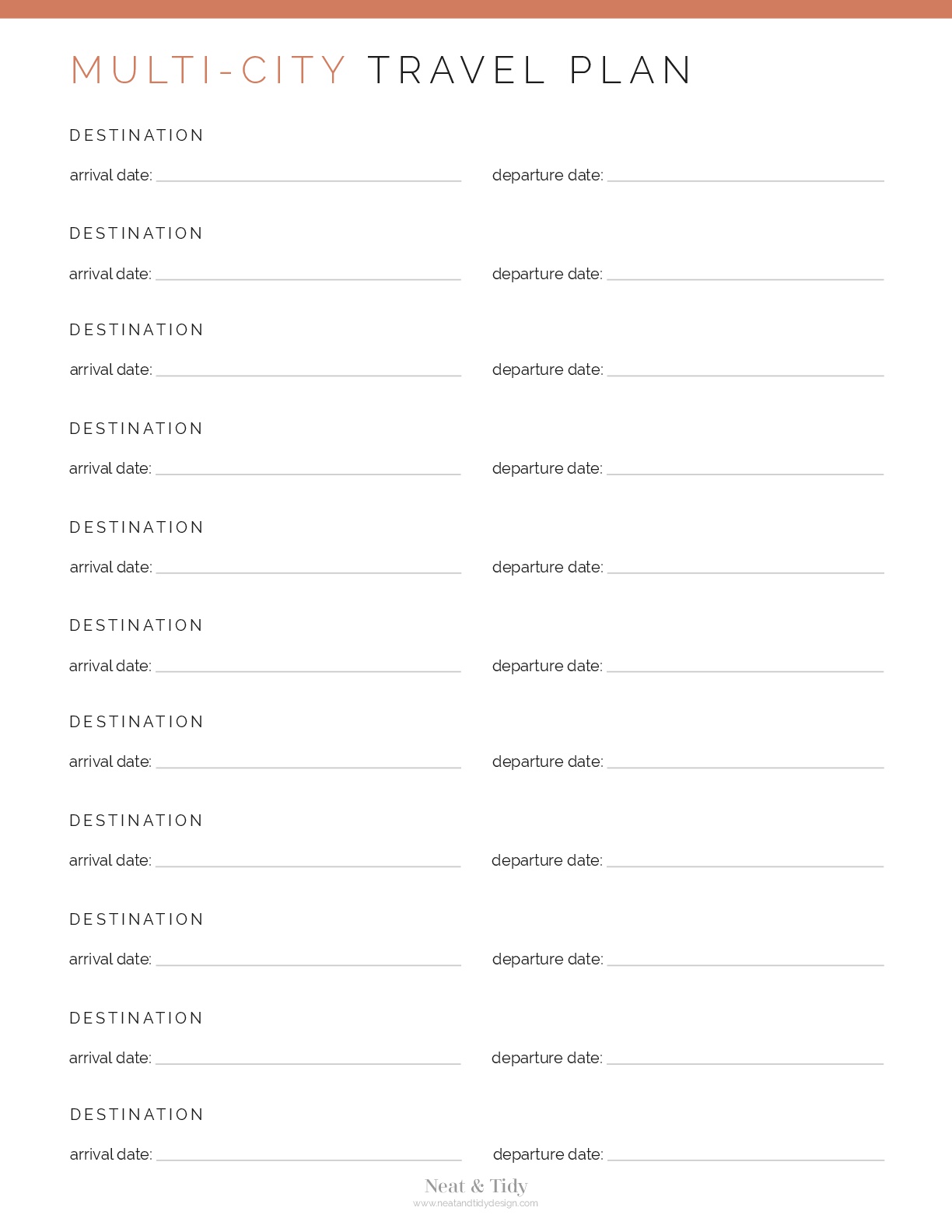 Multi-city Travel Plan - Neat and Tidy Design