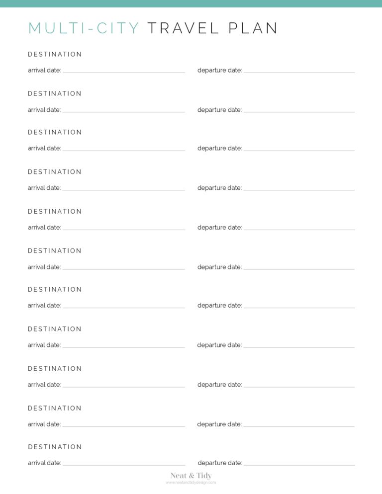 Multi-city Travel Plan - Neat and Tidy Design