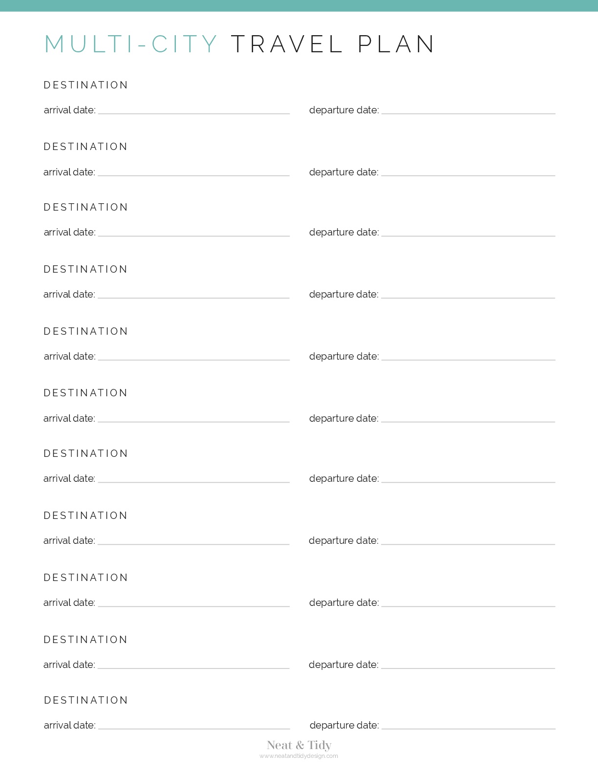 Multi-city Travel Plan - Neat and Tidy Design