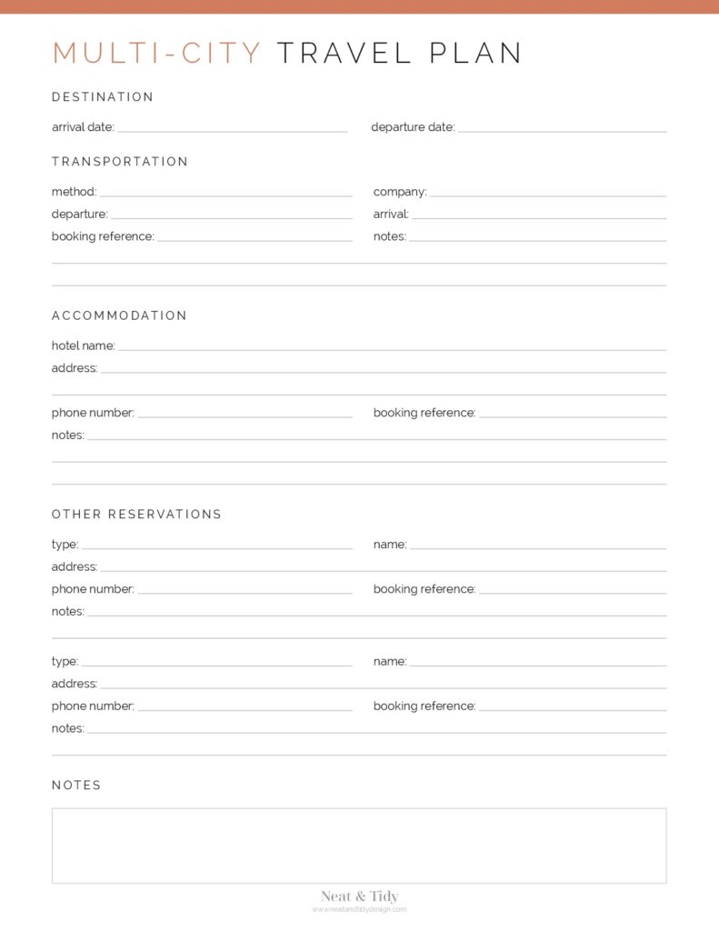 Multi-city Travel Plan - Neat and Tidy Design