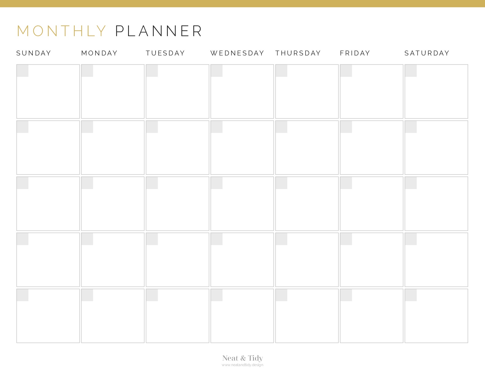 Monthly Planner - Calendar & List View - Neat and Tidy Design