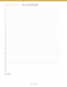 Monthly Planner - Calendar & List View - Neat and Tidy Design