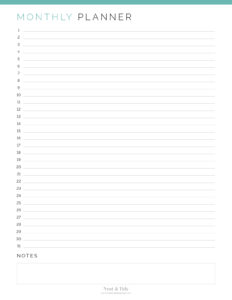 Monthly Planner - Calendar & List View - Neat and Tidy Design