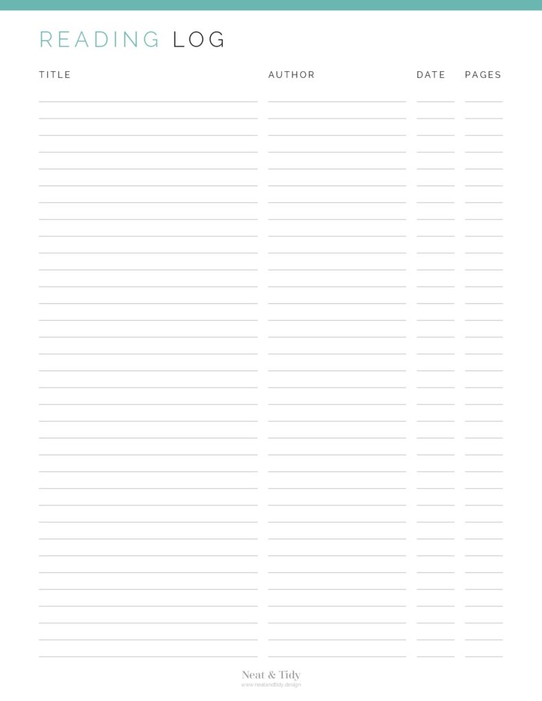 Reading Log - Neat and Tidy Design