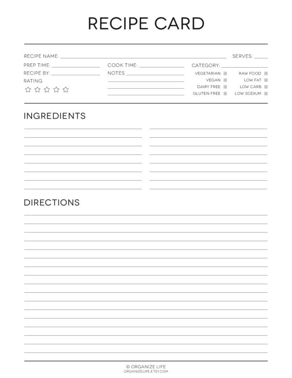 Recipe Card Bundle - Neat and Tidy Design