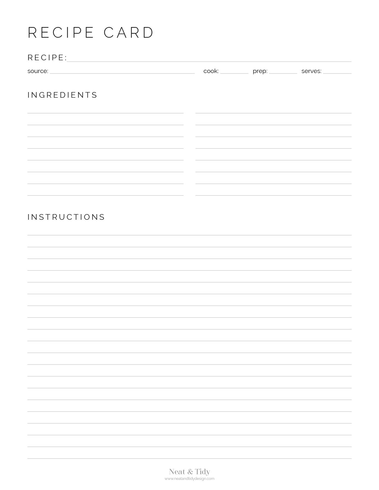 Recipe Card in Coral, Gold & Teal - Neat and Tidy Design