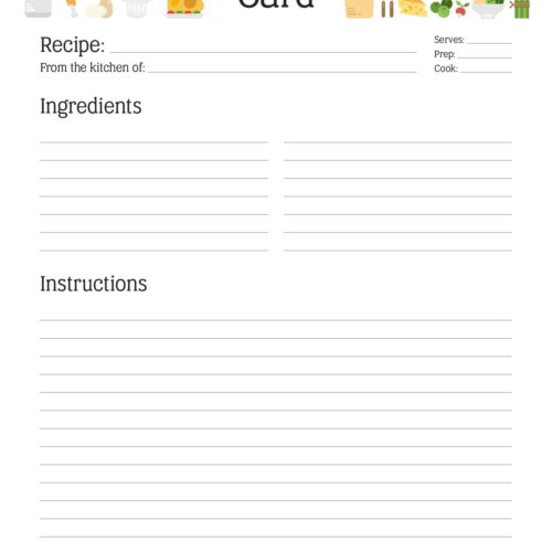 Recipe Card v7 - Illustrated Headers - Neat and Tidy Design