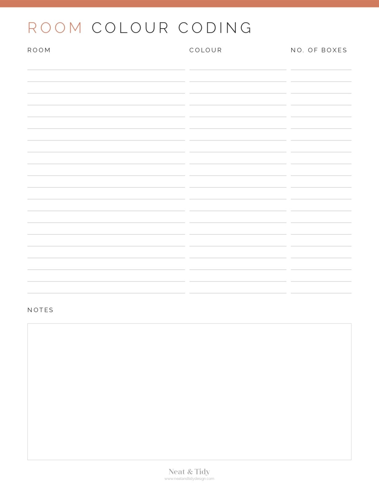 Moving: Room Colour Code - Neat and Tidy Design