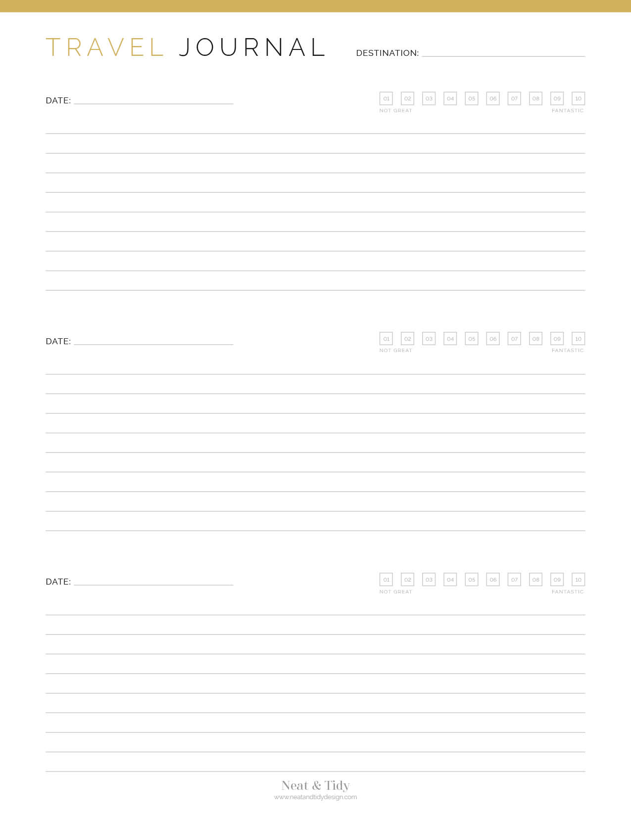 Travel Journal - Neat and Tidy Design