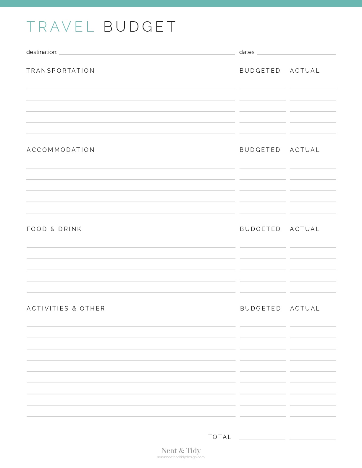 Travel Budget - Neat and Tidy Design
