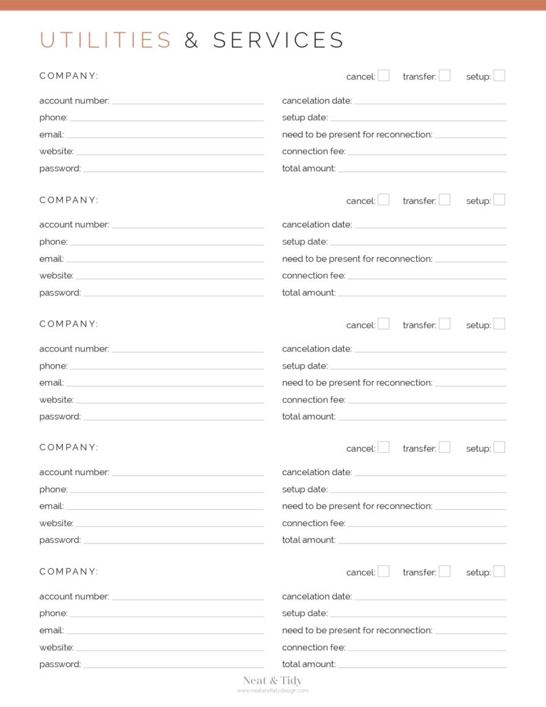 Moving: Utilities and Services - Neat and Tidy Design