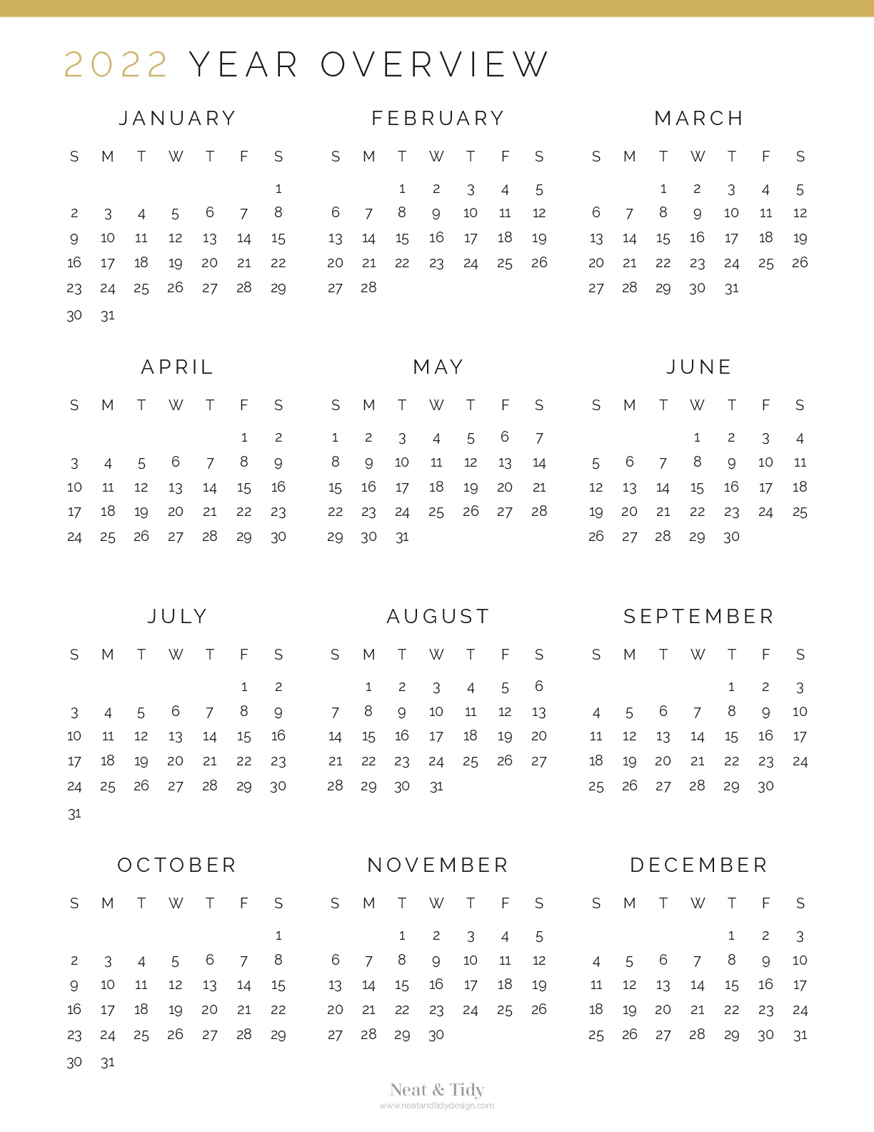2022 - 2023 Year Overview - Neat and Tidy Design