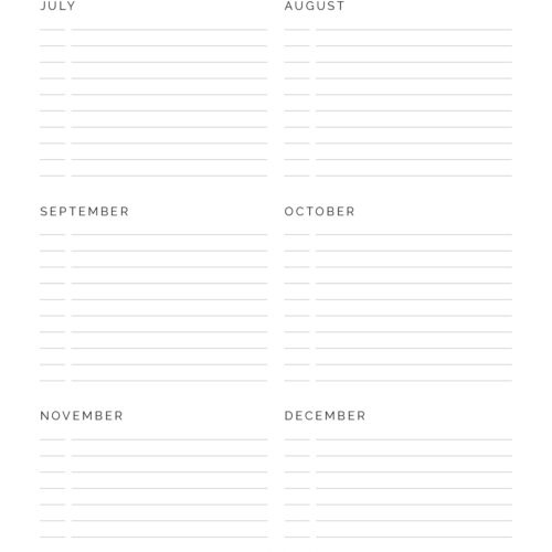 Important Dates - Neat and Tidy Design