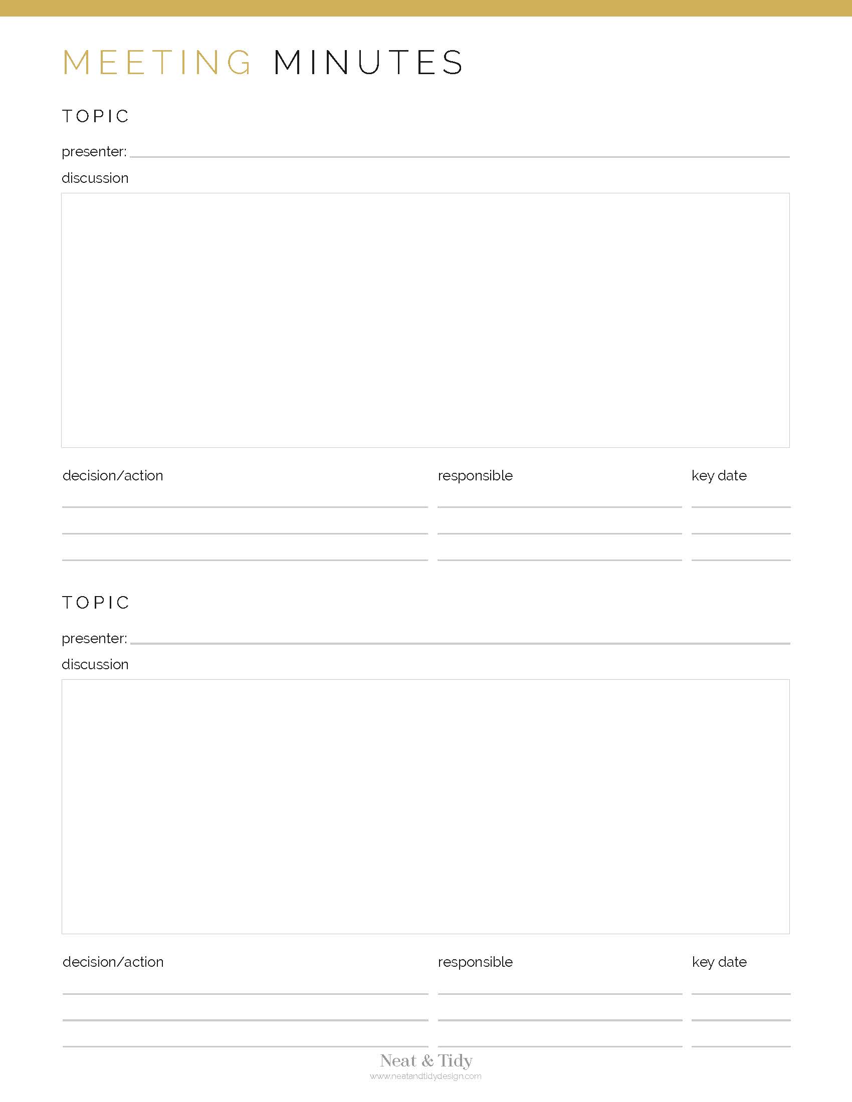 Meeting Minutes - Neat and Tidy Design