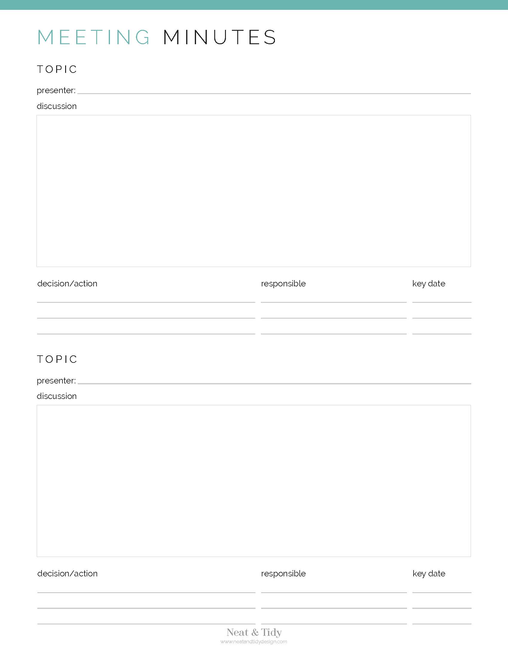 Meeting Minutes - Neat and Tidy Design