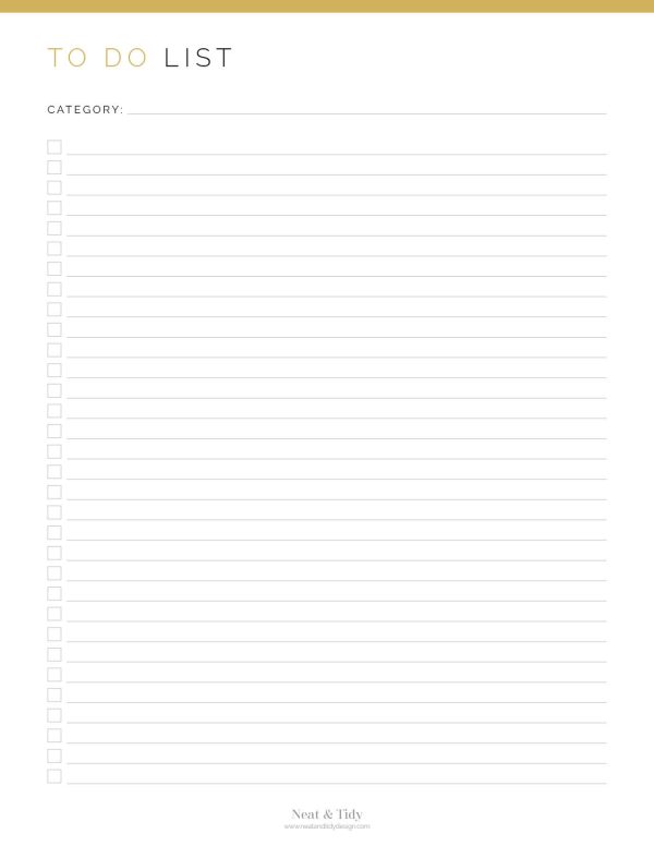 To Do List with Categories - Neat and Tidy Design