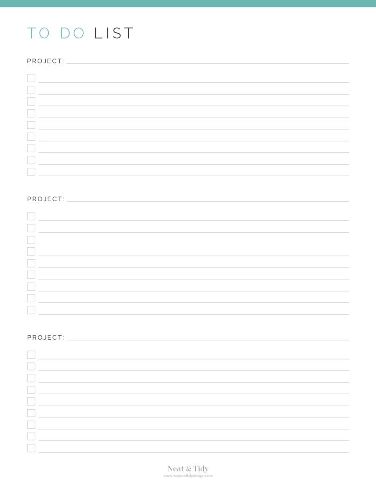 Project To Do List - Neat and Tidy Design