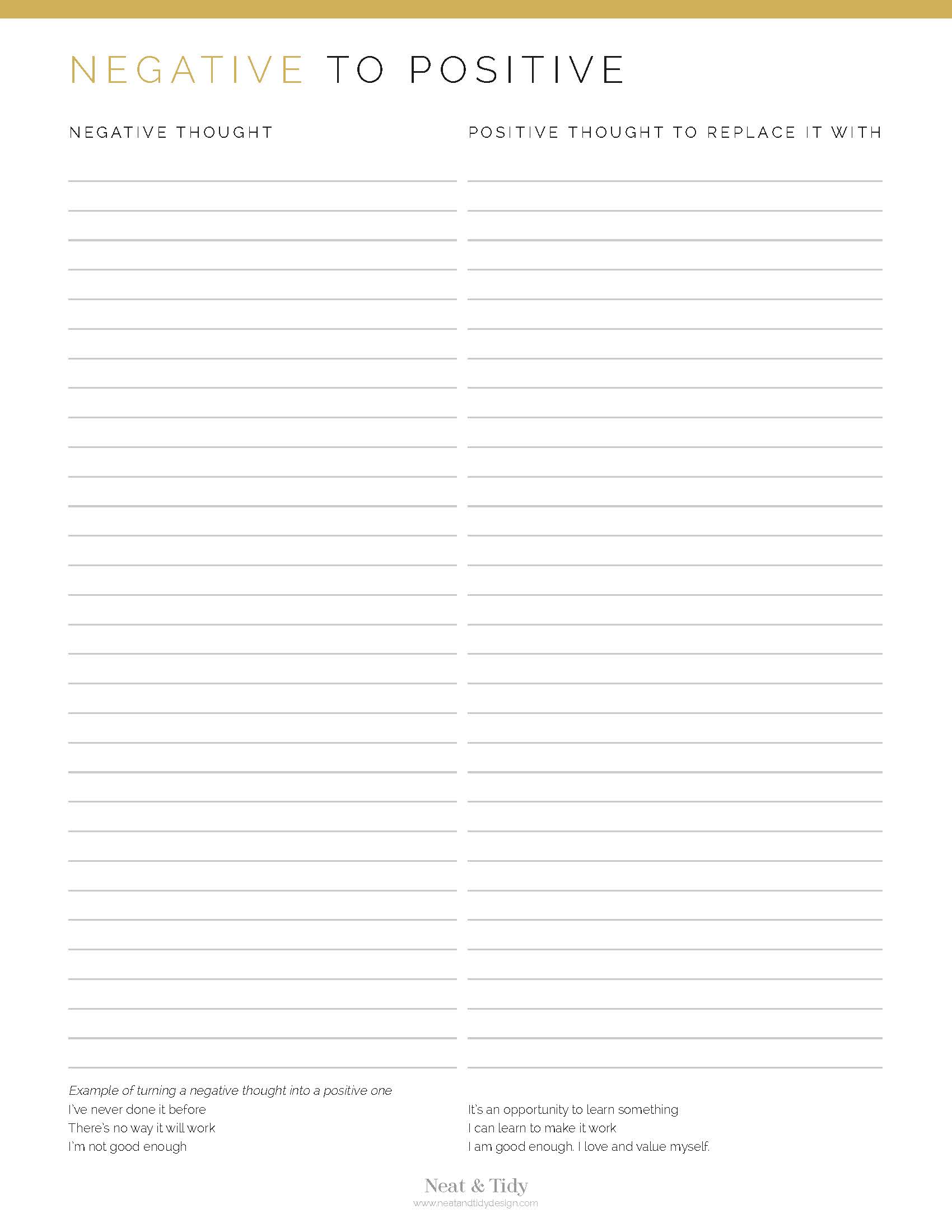 Negative to Positive Self-Talk - Neat and Tidy Design